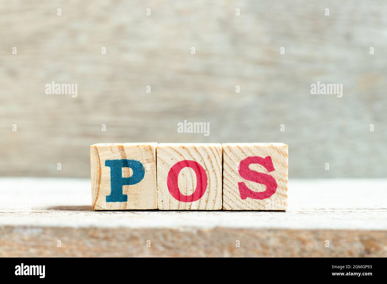 Alphabet letter block in word POS (abbreviation of point of sale) on ...