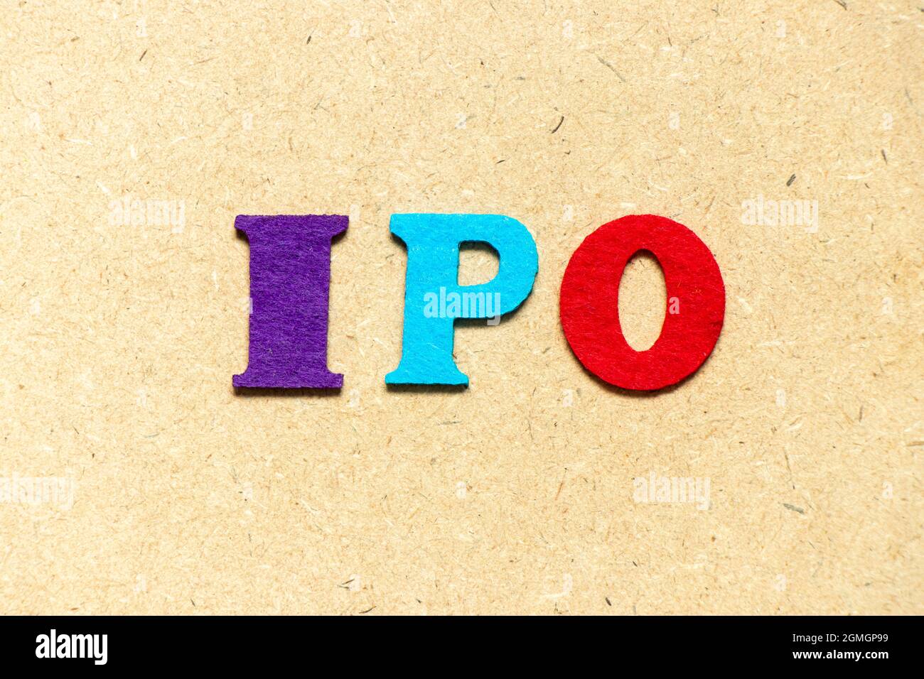 Color cloth alphabet letter in word IPO (Abbreviation of Initial Public ...