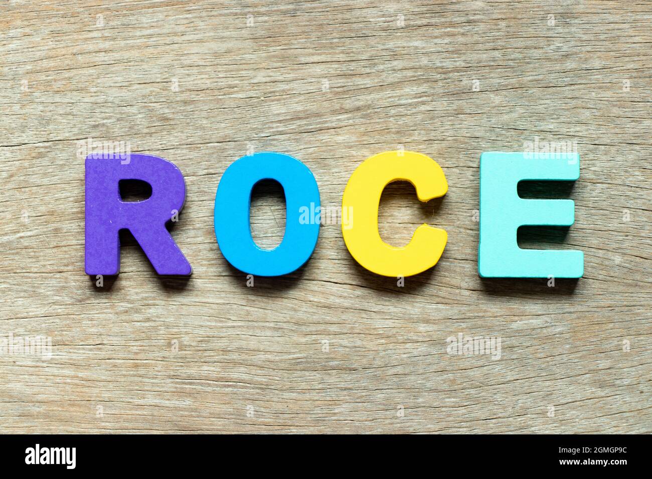 Color alphabet letter in word ROCE (Abbreviation of Return on Capital ...