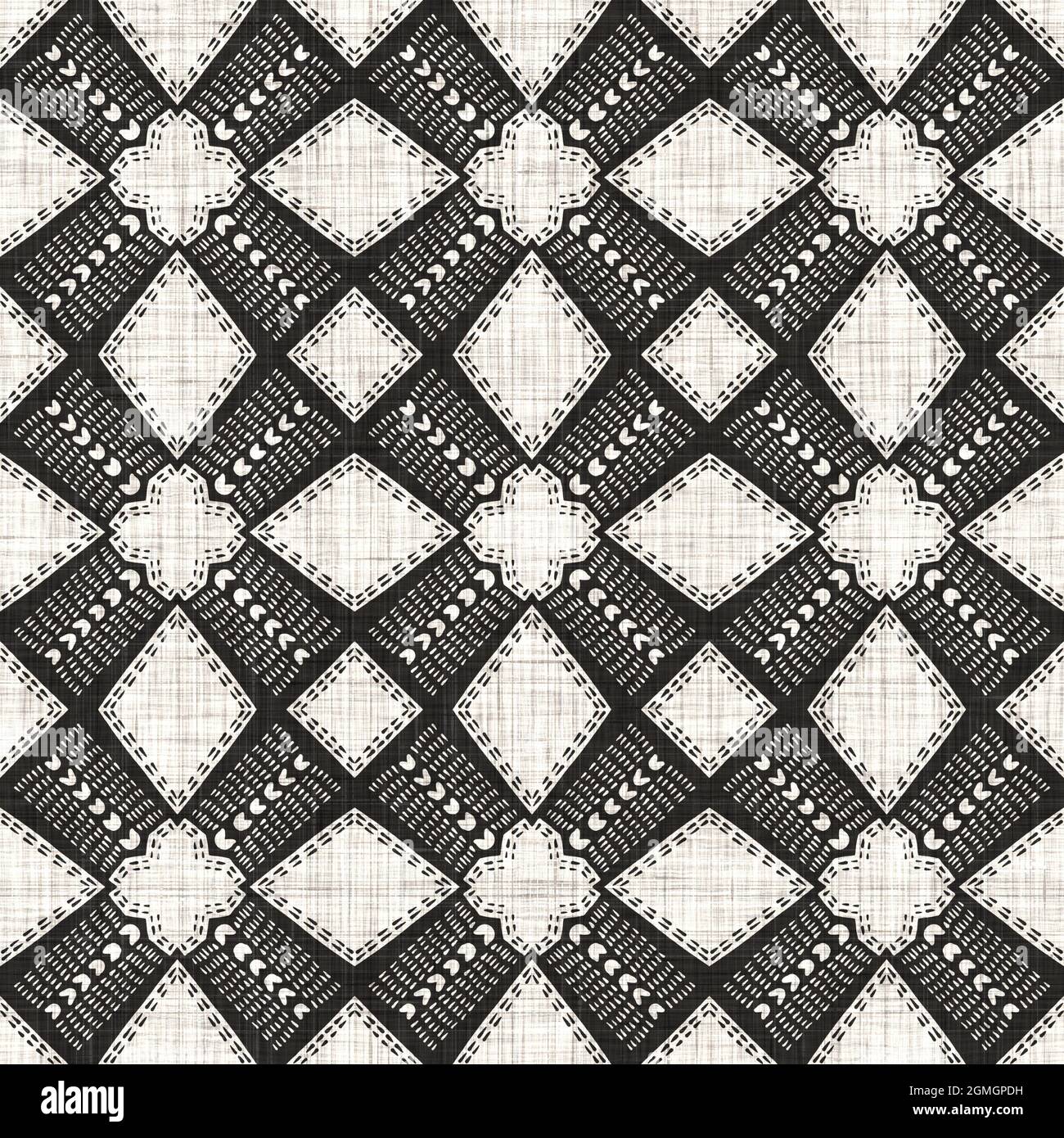 Seamless black white woven cloth geometric linen texture. Two tone ...