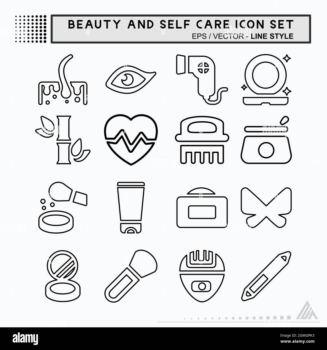 Set Icon Vector of Beauty and Self Care - Line Style - Simple ...