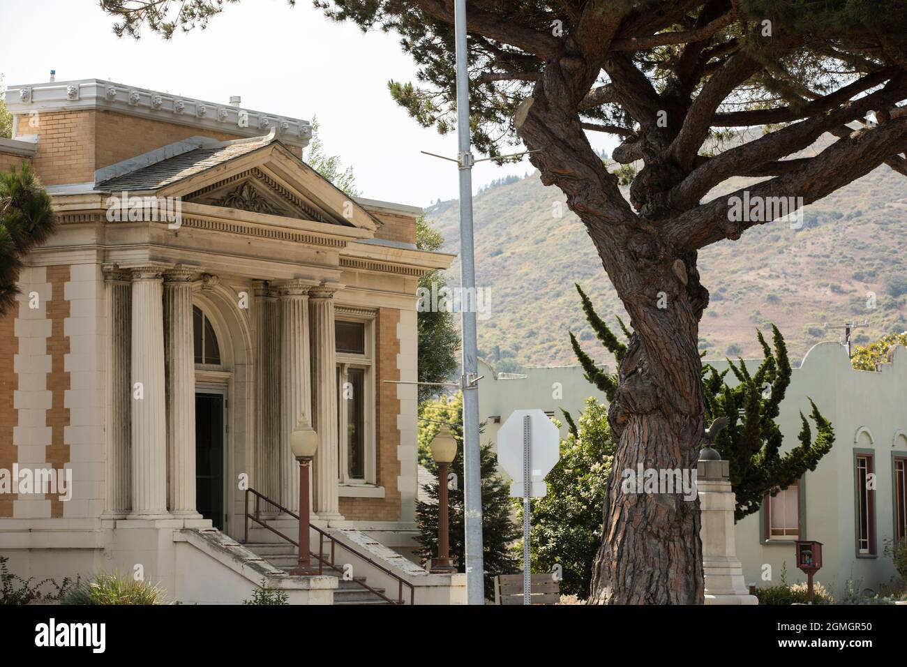 Daytime view of the historic downtown area of Lompoc, California, USA ...