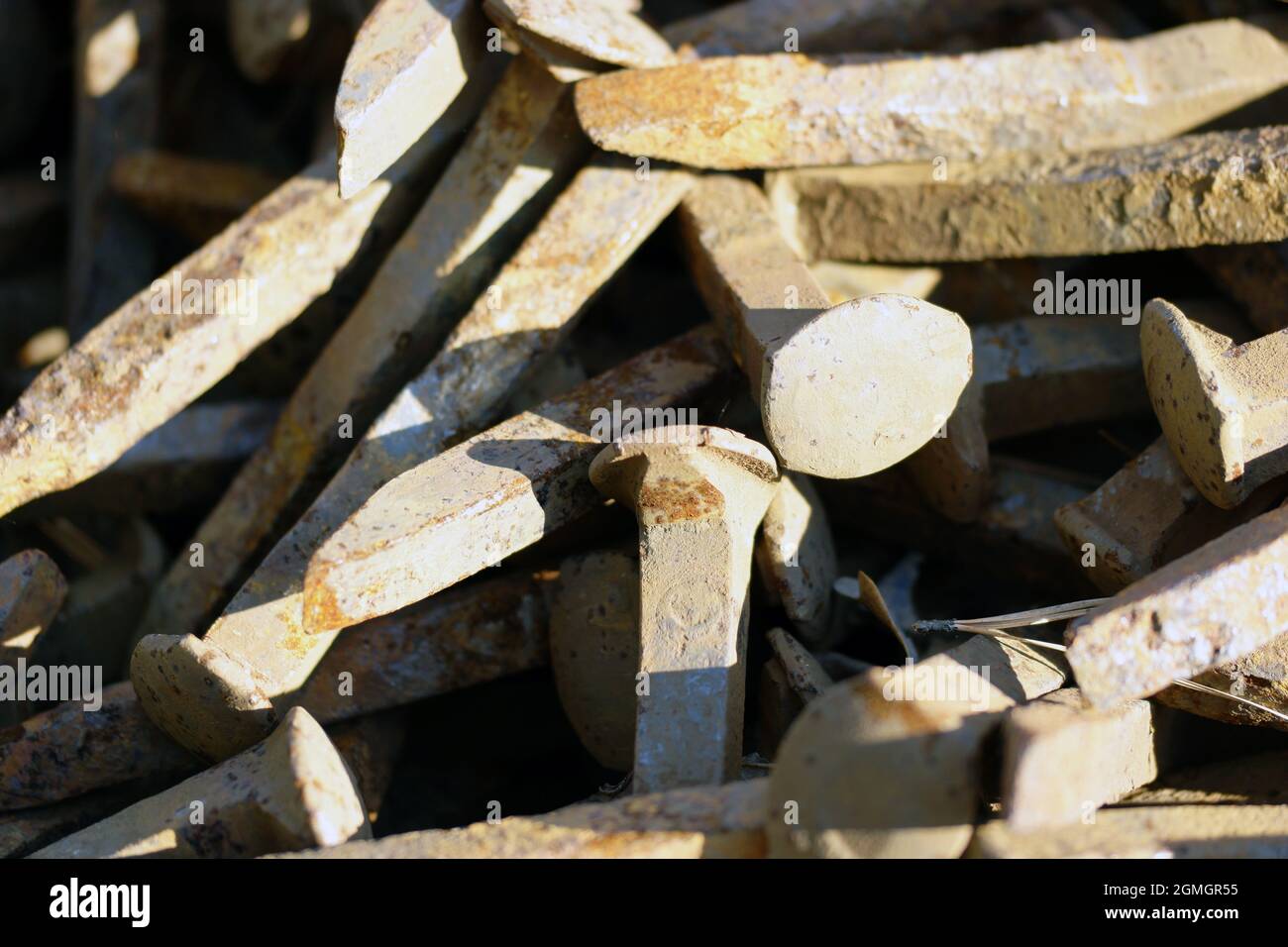 Stack of rusty railroad spikes Stock Photo - Alamy