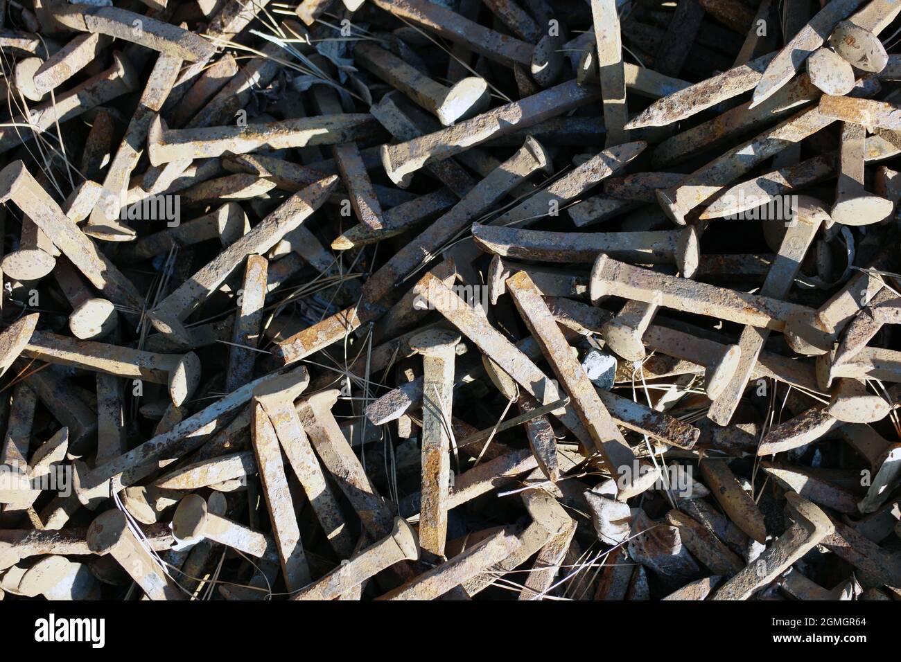 Stack of rusty railroad spikes Stock Photo - Alamy