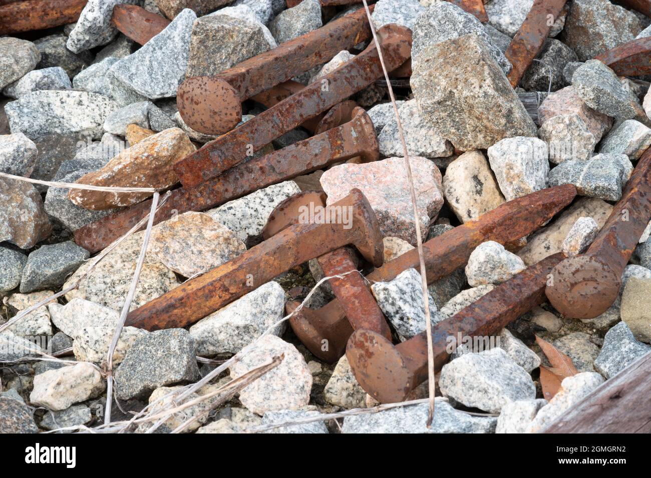 Stack of rusty railroad spikes Stock Photo - Alamy