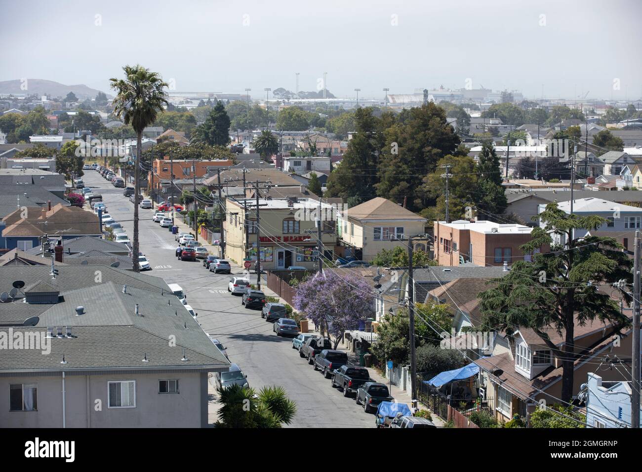 Richmond, California, USA - July 22, 2021: Misty morning light shines ...