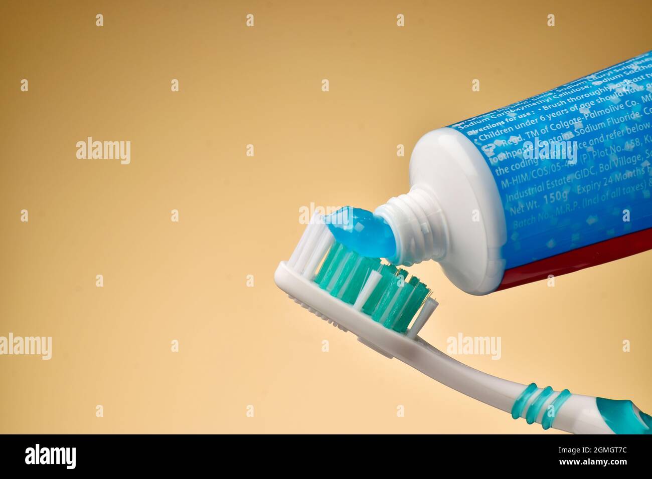 Closeup of toothpaste with Toothbrush Stock Photo - Alamy