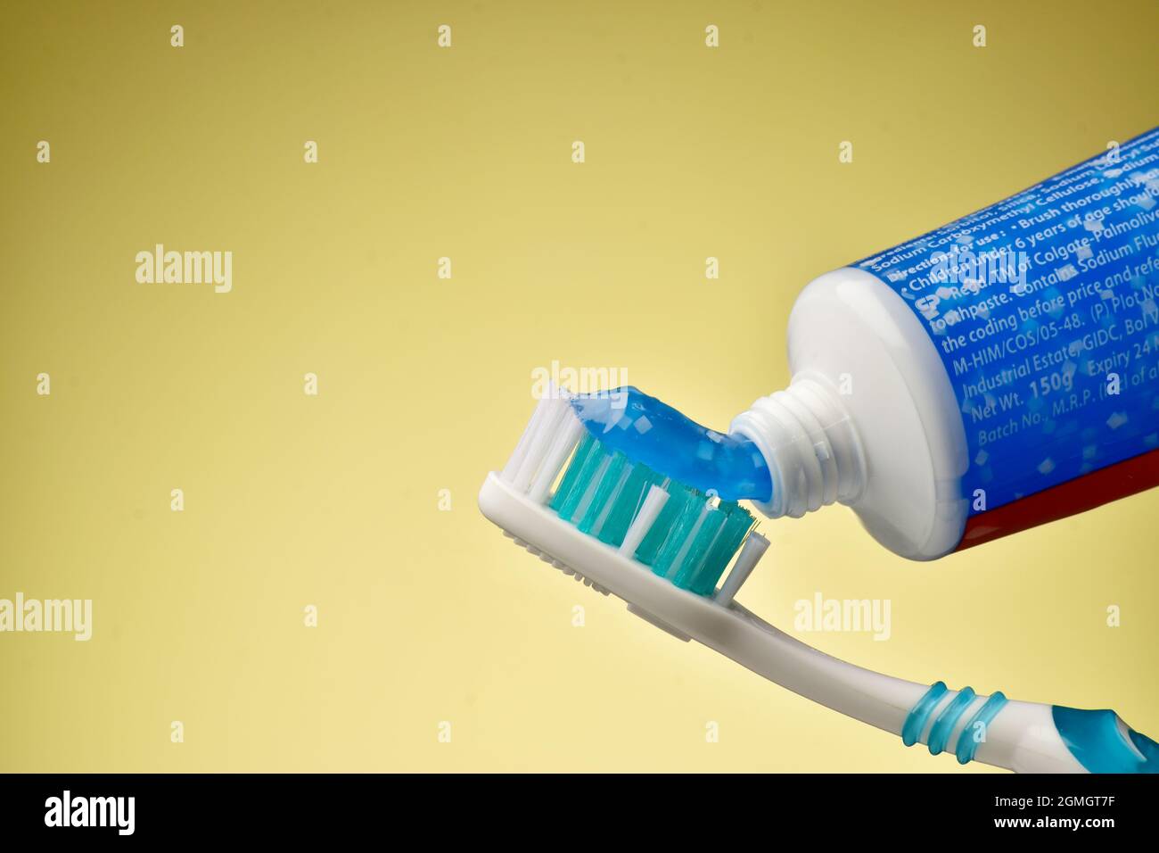 Gel Toothpaste Applying on Toothbrush Stock Photo - Alamy