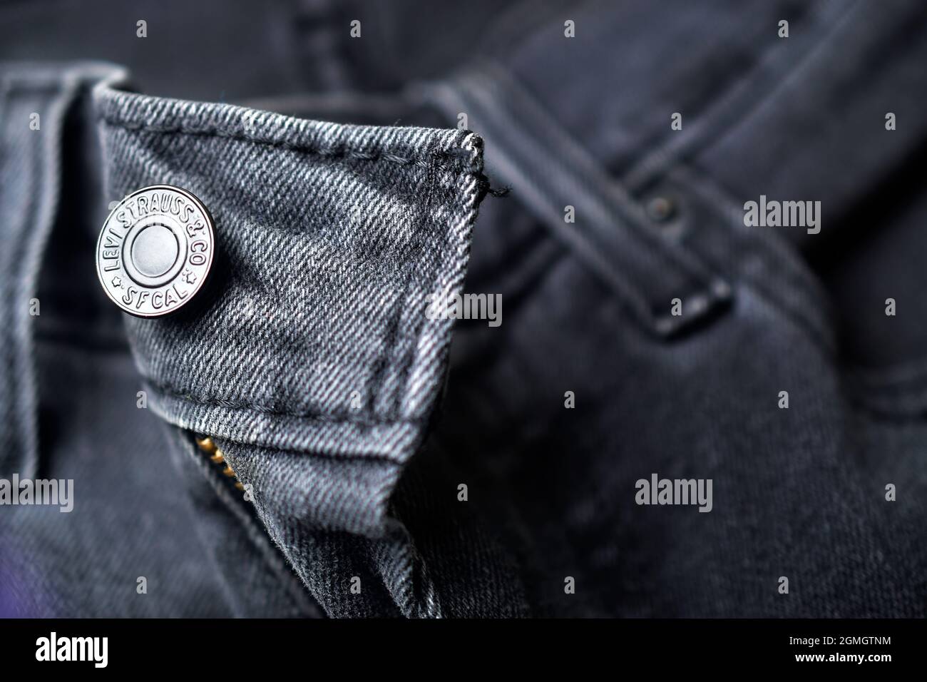 New Delhi, India - 22 November, 2019: Closeup of Levi's Jeans Button ...