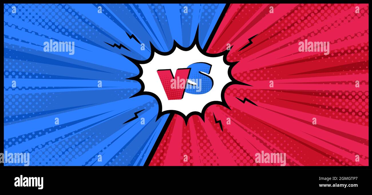 Versus superhero comic frame. Halftone comic design for championships ...