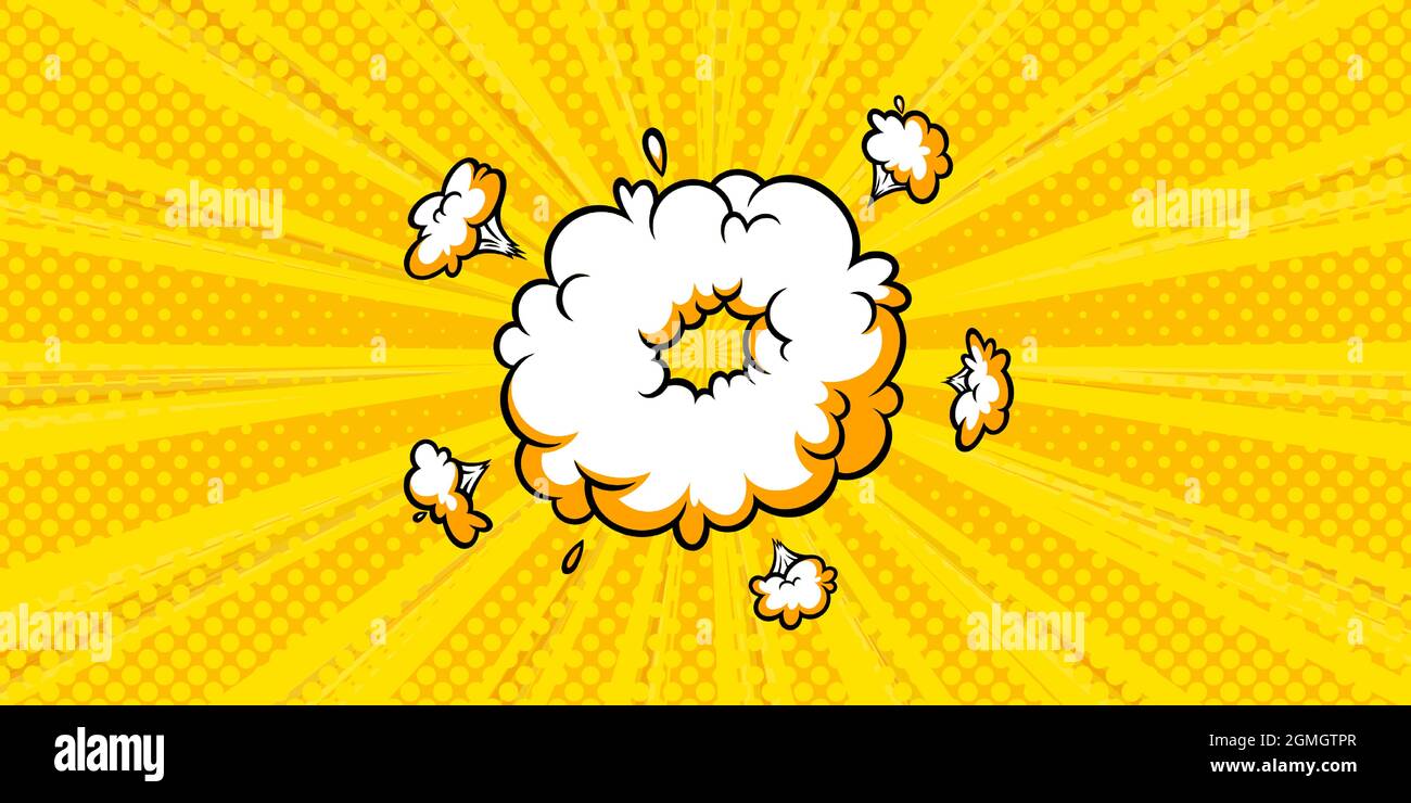 Surprising boom cloud in halftone background for sales and promotions ...