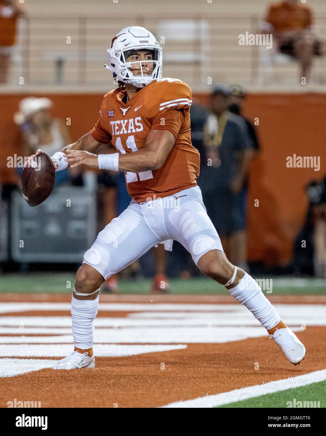 September 18,. QB Casey Thompson #11 of the Texas Longhorns in action ...