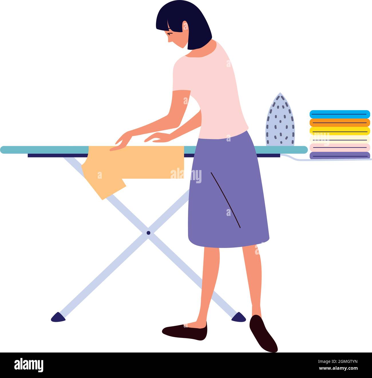 woman ironing clothes Stock Vector Image & Art - Alamy