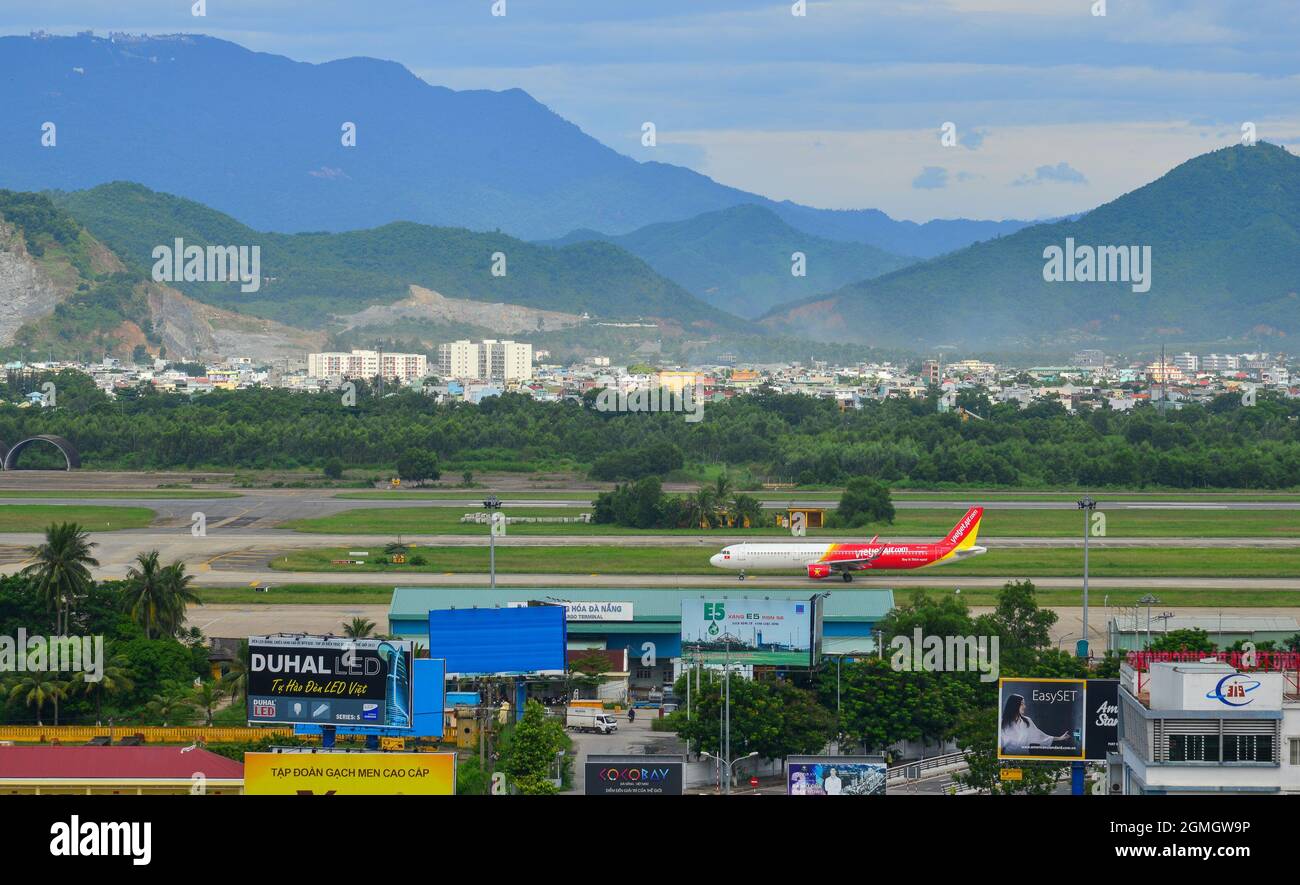 Da Nang, Vietnam - Jul 23, 2018. Aerial view of Da Nang Airport (DAD ...