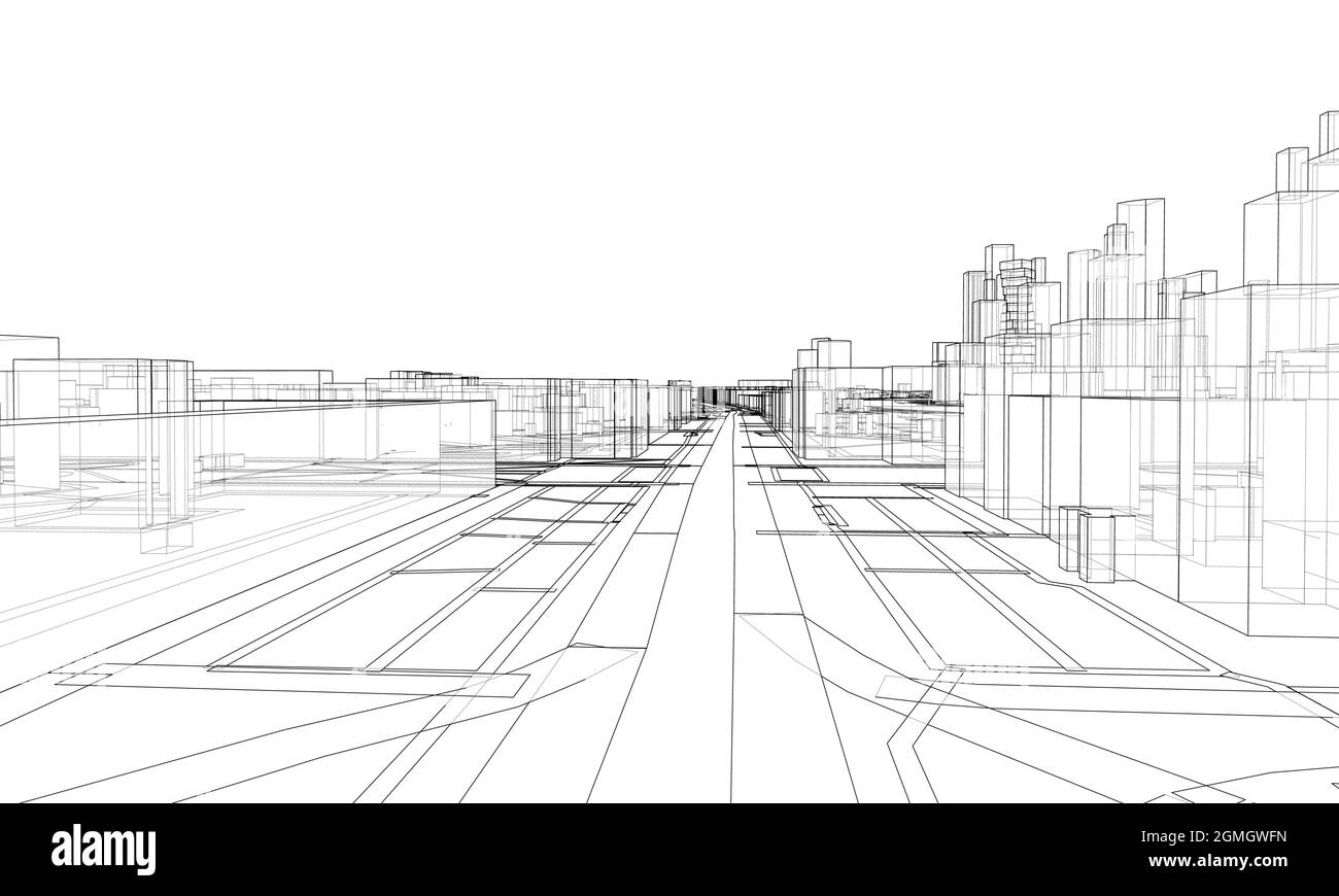 Vector lines buildings and city roads, town design Stock Vector Image ...