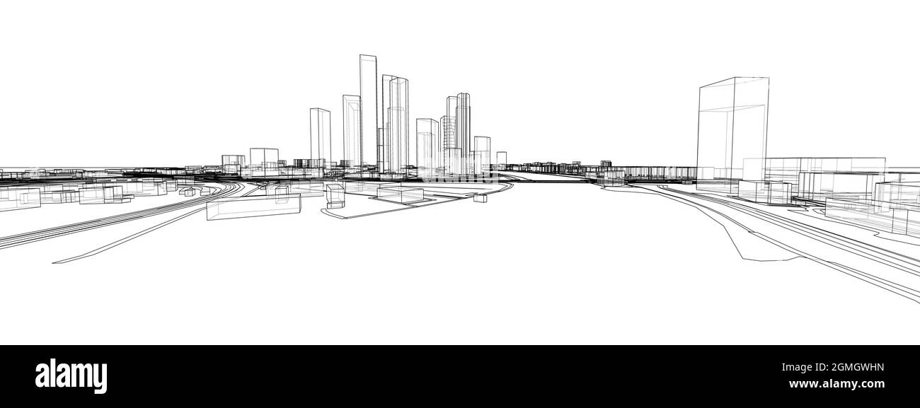 Vector 3d urban landscape. Buildings and roads Stock Vector Image & Art ...