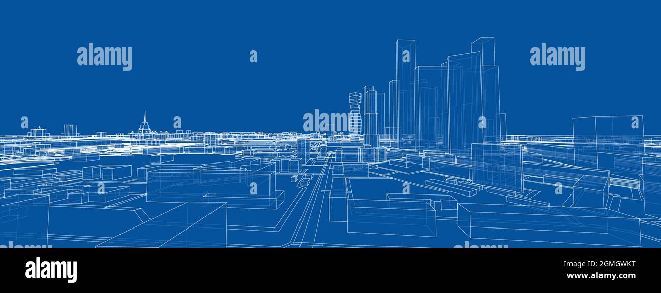 Vector 3d urban landscape. Buildings and roads Stock Vector Image & Art ...