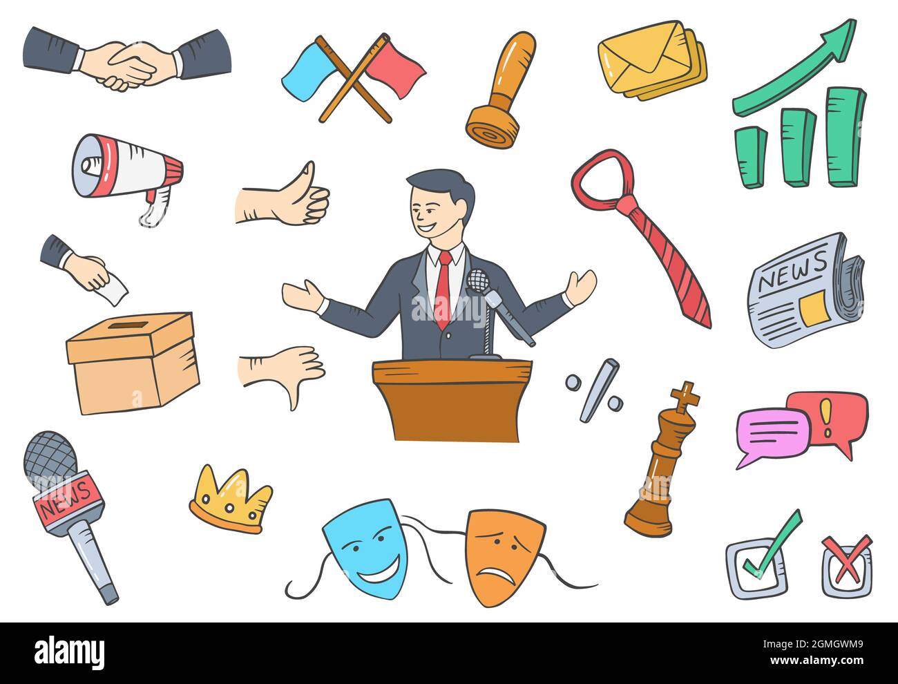 politician in politics jobs or job profession career doodle hand drawn ...