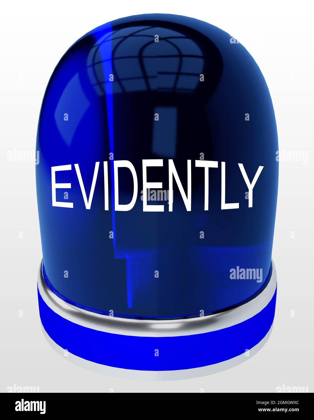3D illustration of EVIDENTLY text on a police car lamp, isolated over ...