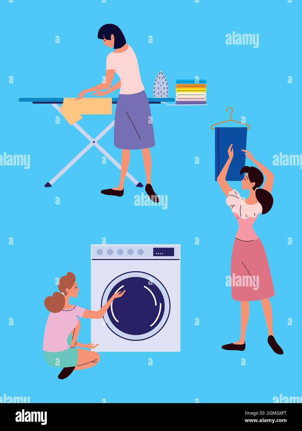 Women laundry machine Stock Vector Images - Alamy