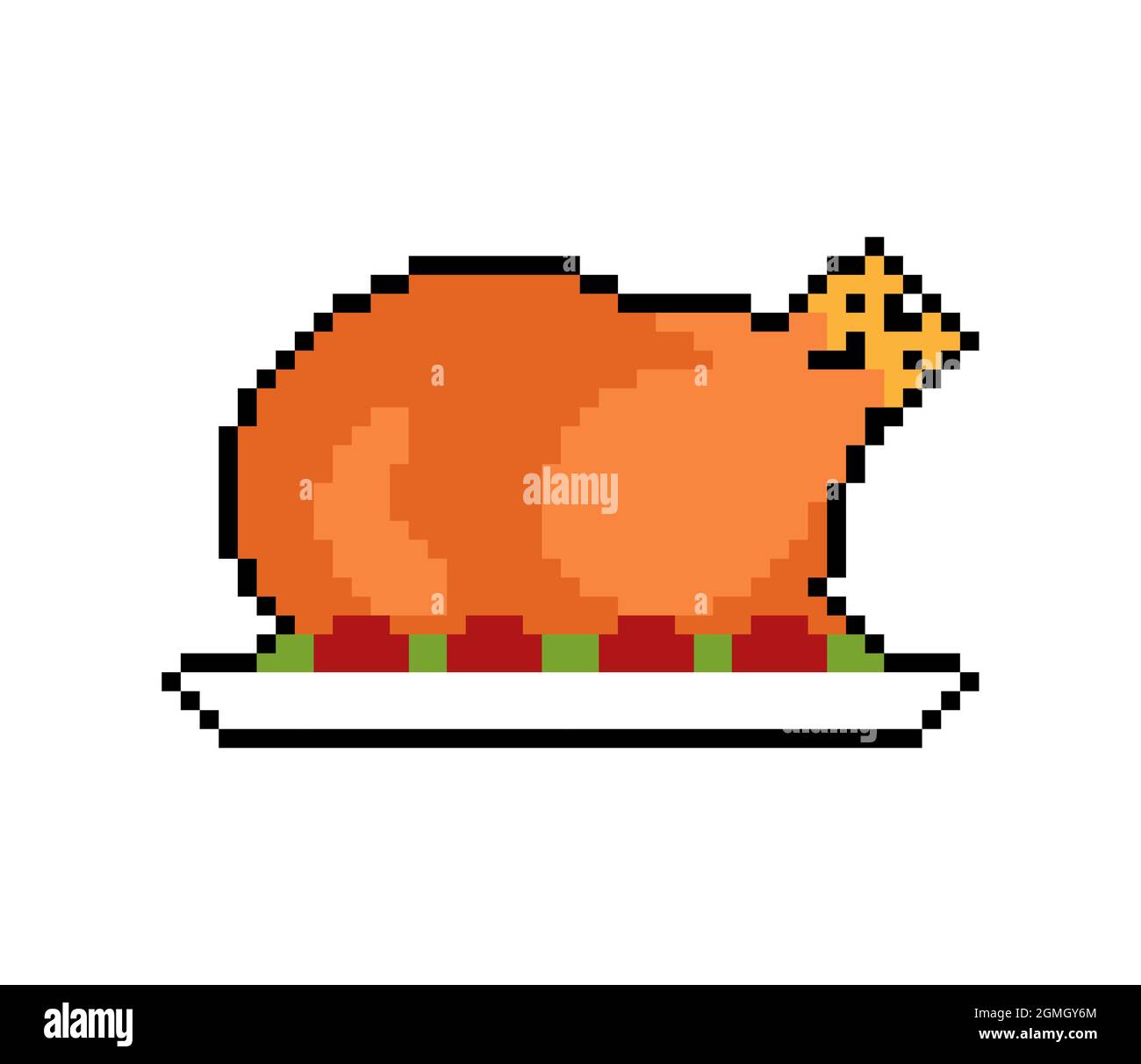 Roasted Turkey pixel art. pixelated Roast. vector illustration Stock ...
