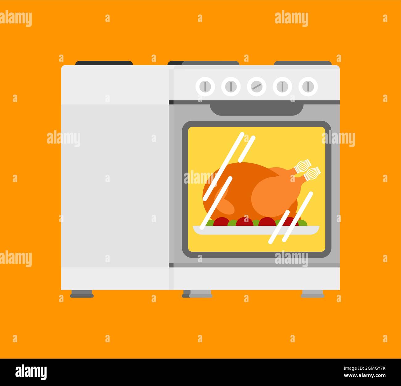 Turkey in kitchen oven. Preparing family Thanksgiving dinner. Festive ...