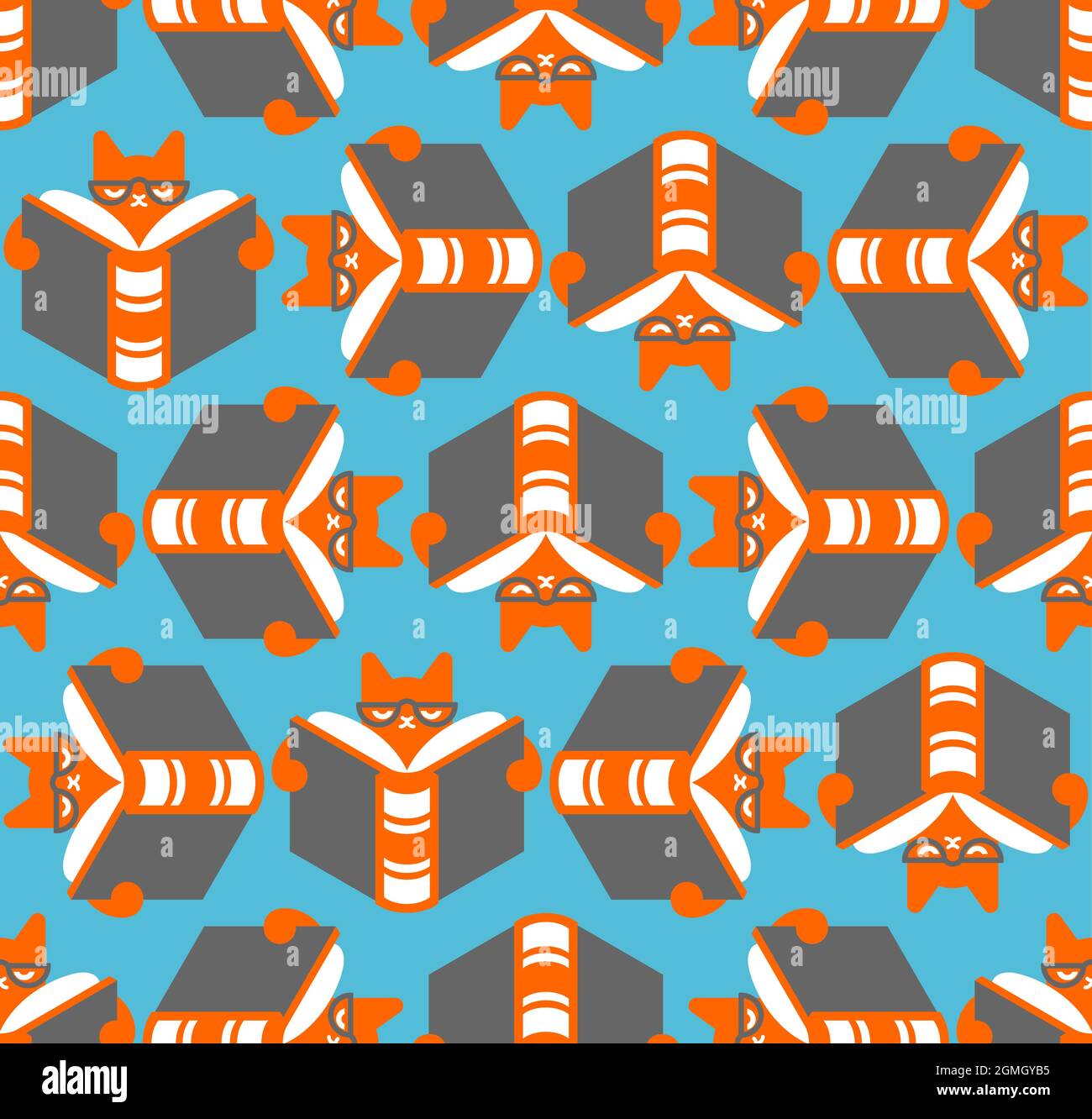 Cat is reading book pattern seamless. Kitten Reader background. Book ...
