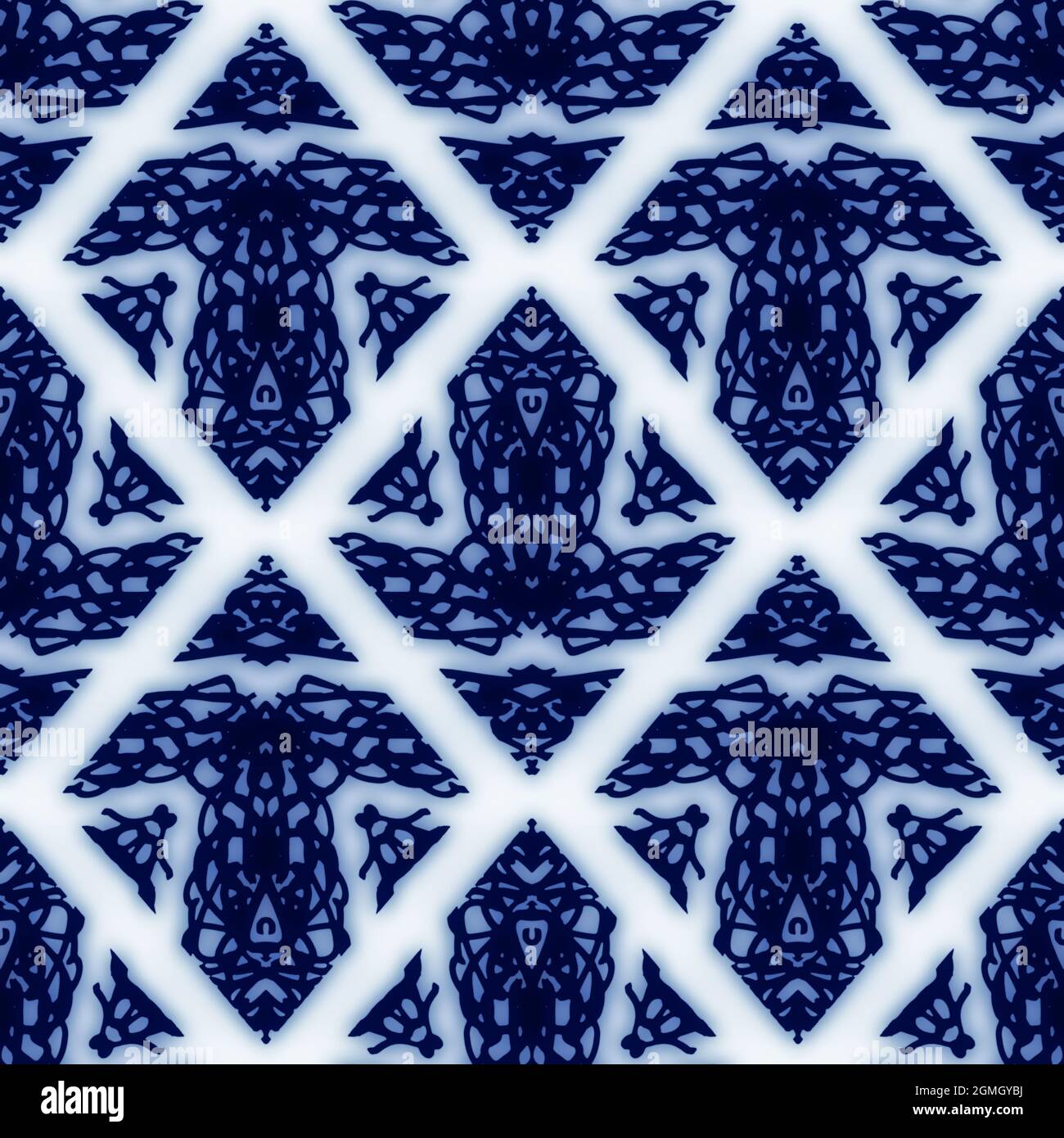 Seamless blue and white ceramic tile ornate damask pattern for surface ...