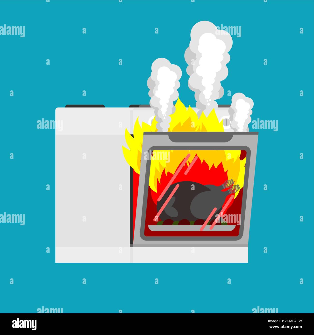 Turkey burnt in oven. Roasted vector illustration Stock Vector Image ...
