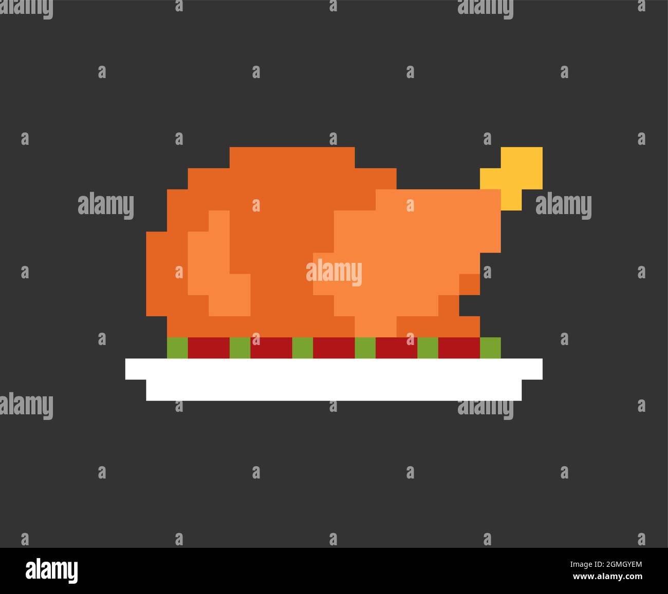 Roasted Turkey pixel art. pixelated Roast. vector illustration Stock ...