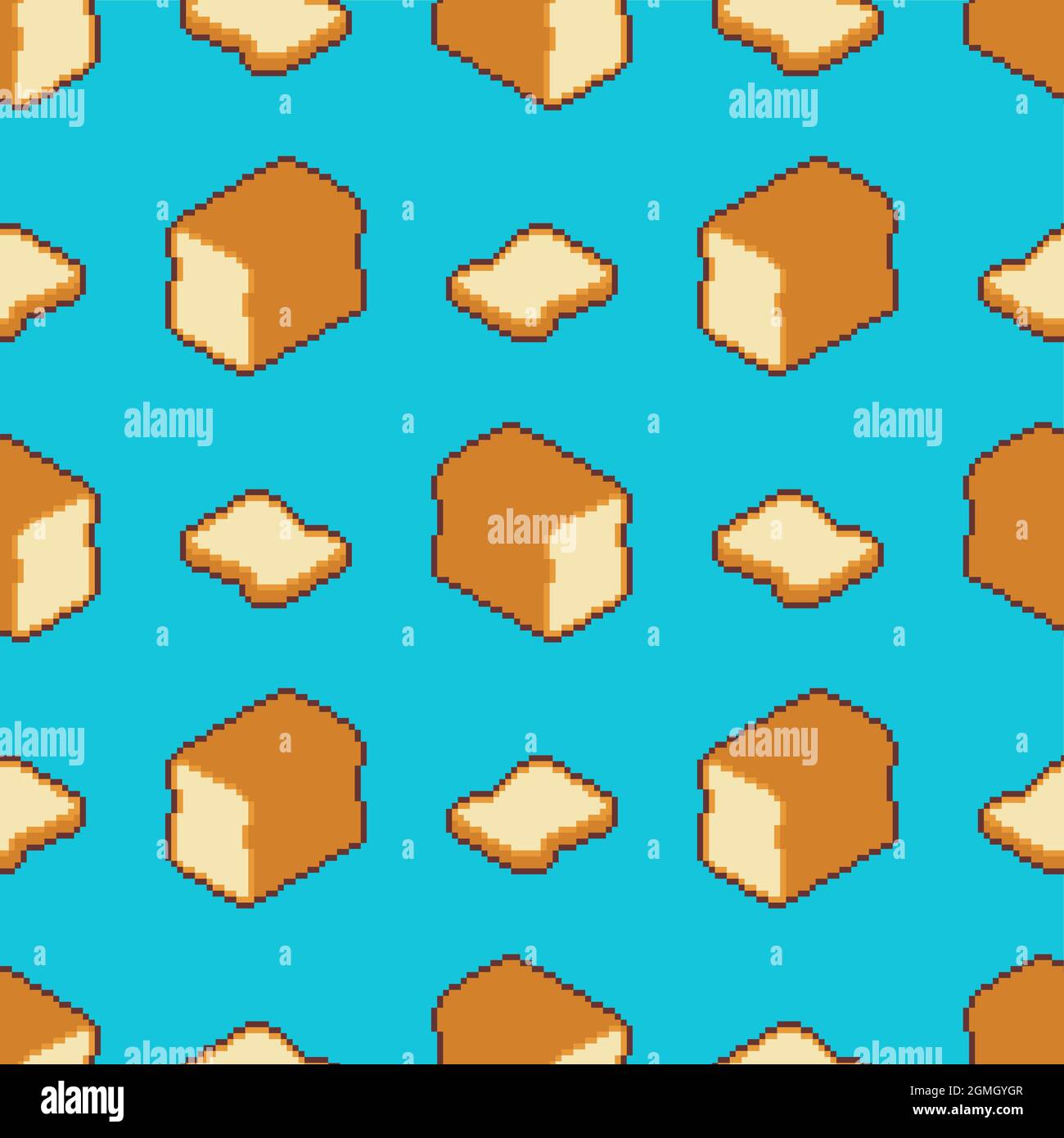 Sliced bread pixel art pattern seamless. Pixelated Food rooty ...