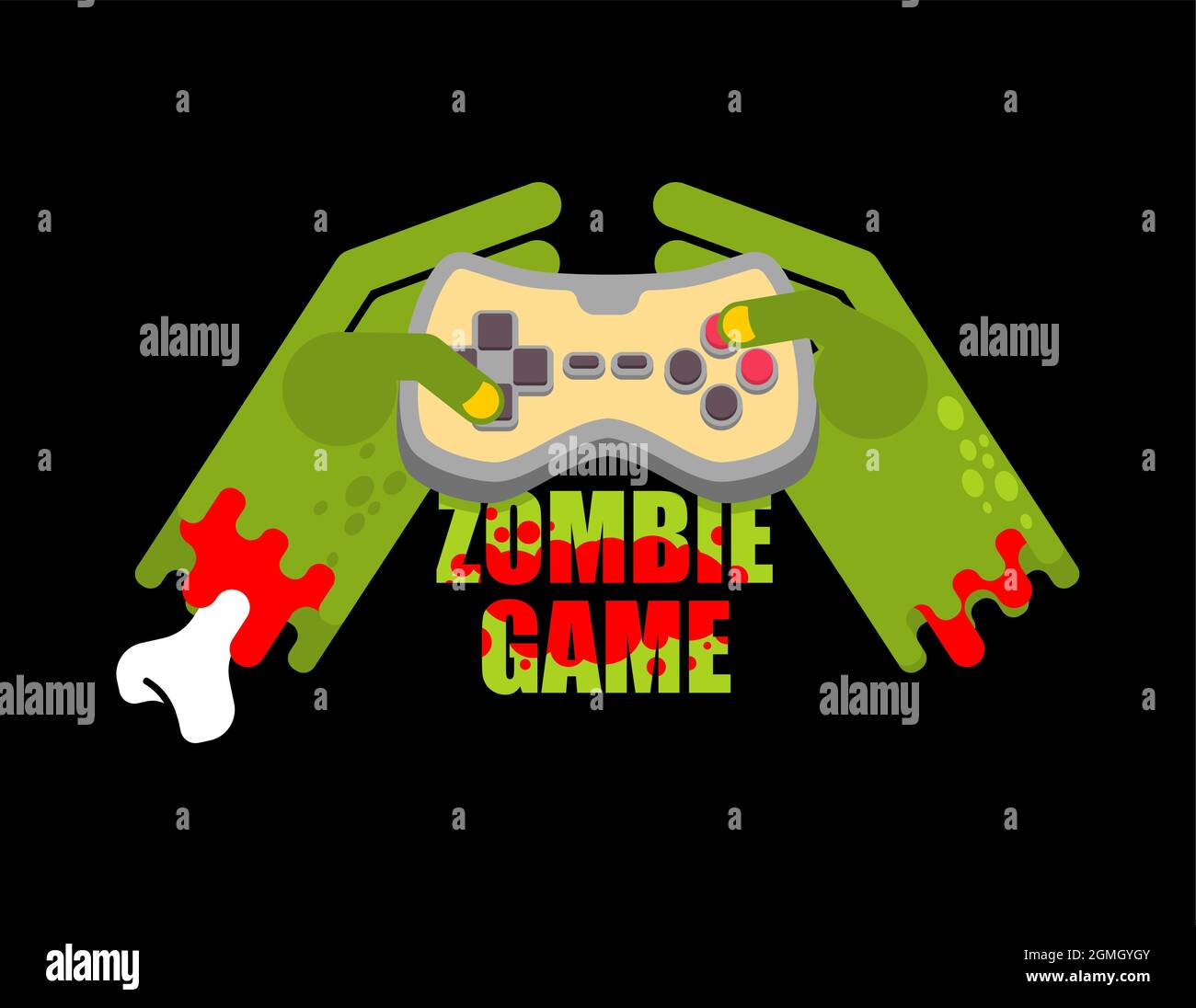 Zombie game. Zombie plays on a gamepad. Zombie hands and joystick Stock ...