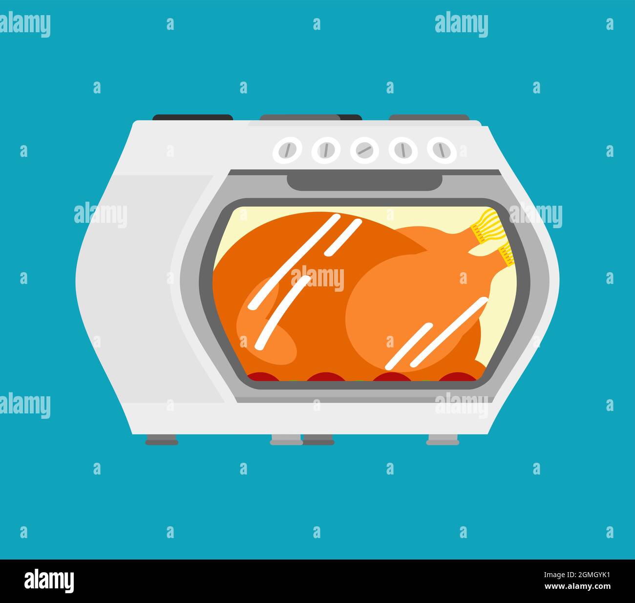 Turkey in kitchen oven. Preparing family Thanksgiving dinner. Festive ...