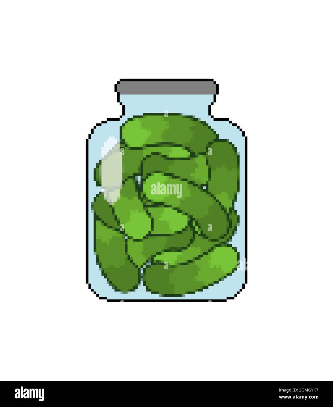 Pickled cucumbers in jar pixel art. 8 bit illustration Stock Vector ...
