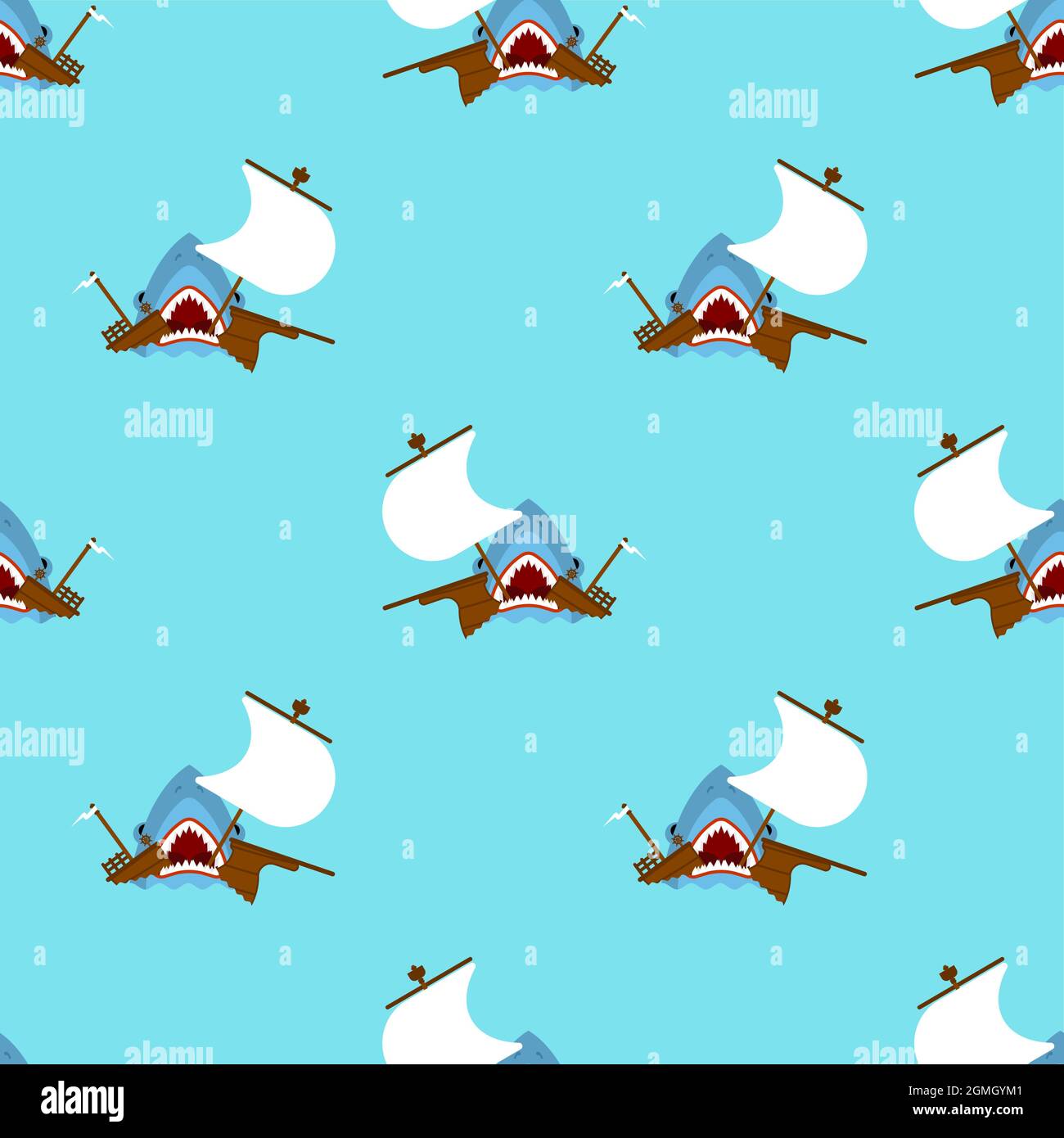 Sunken ship pattern seamless. ship sank in ocean background. vector ...