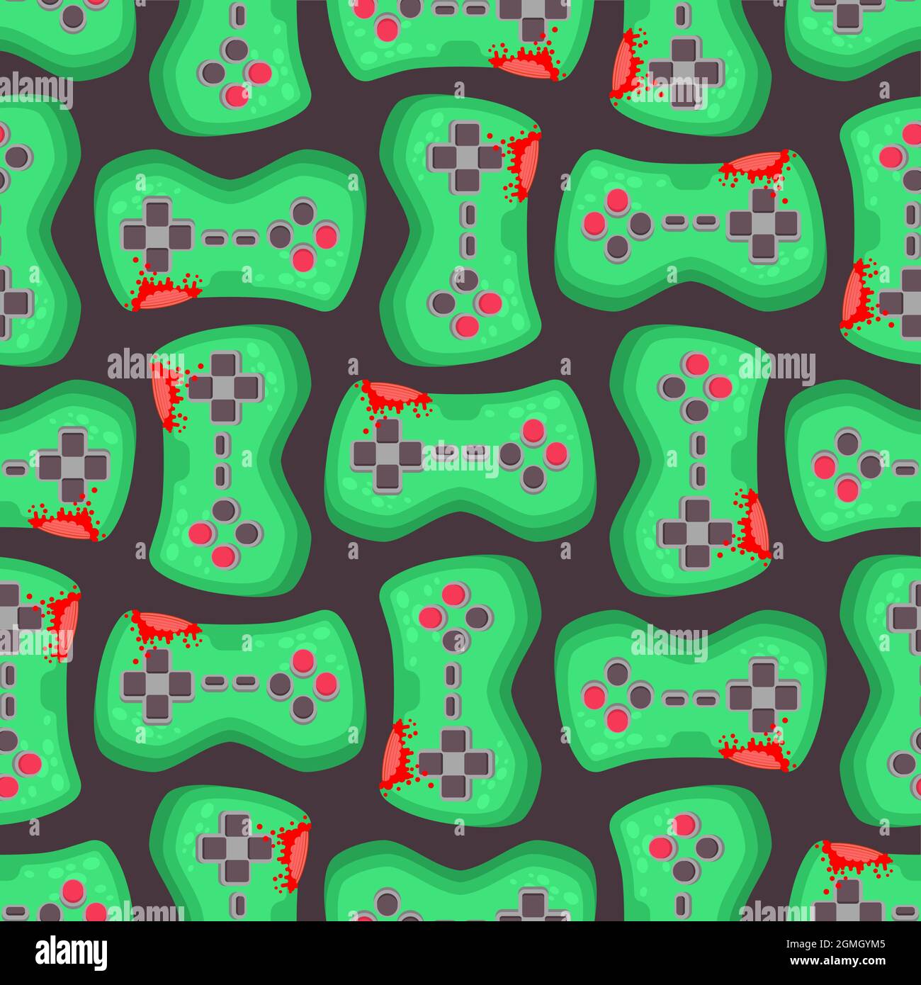 Zombie gamepad pattern seamless. Green monster joystick background. vector texture Stock Vector ...