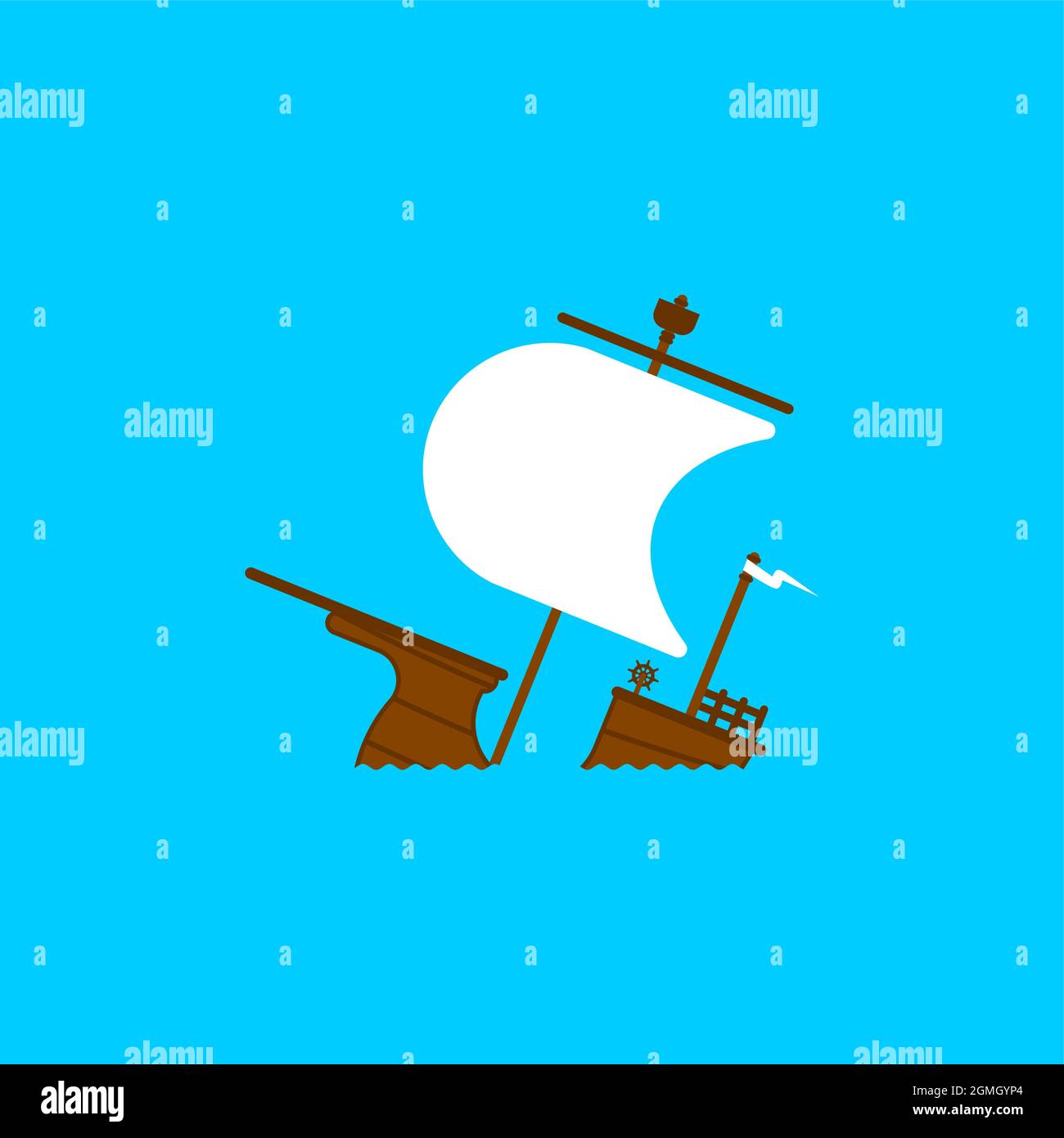 Sunken ship isolated. ship sank in ocean. vector illustration Stock ...