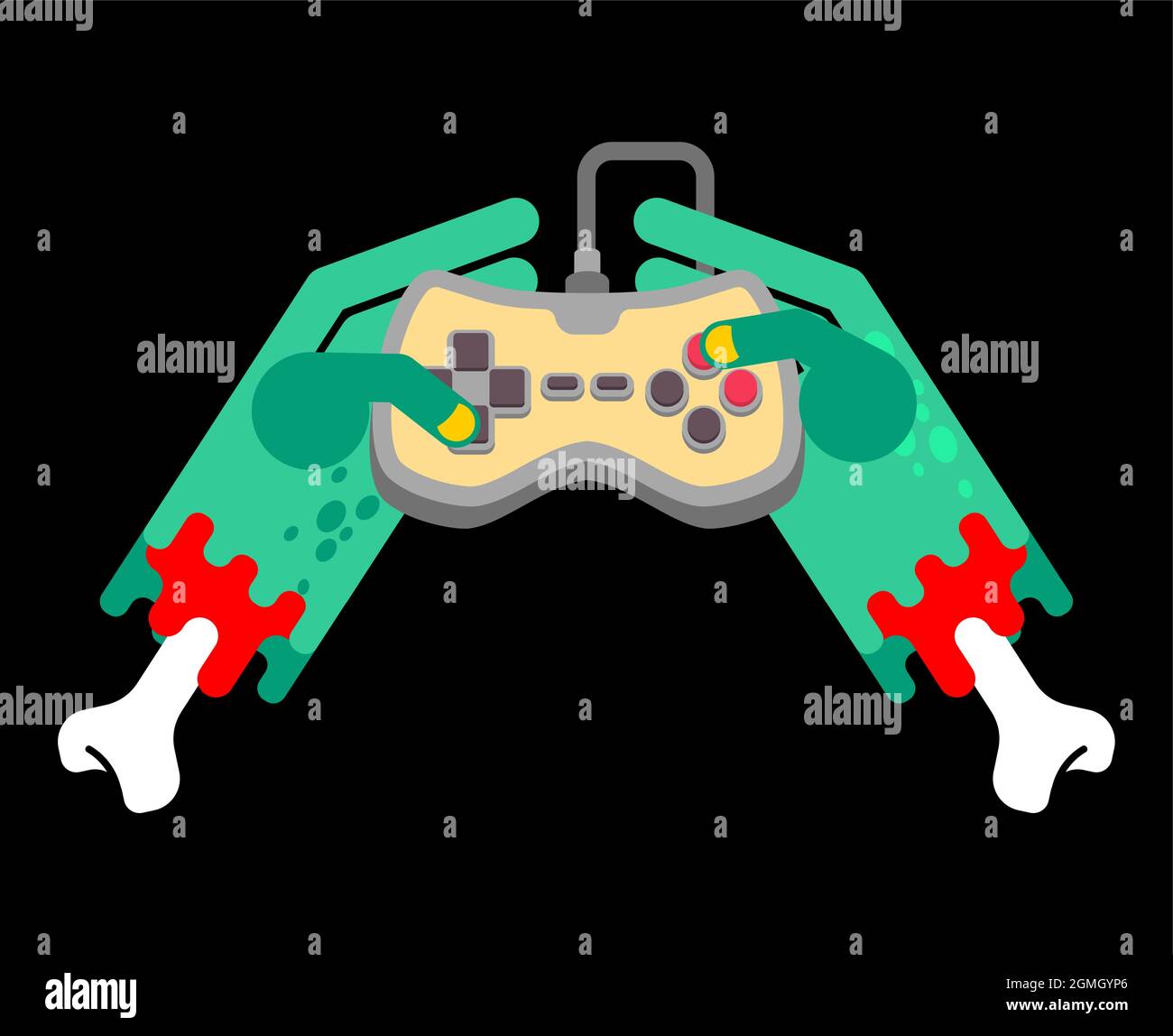 Zombie plays on gamepad. Zombie hands and joystick Stock Vector Image ...