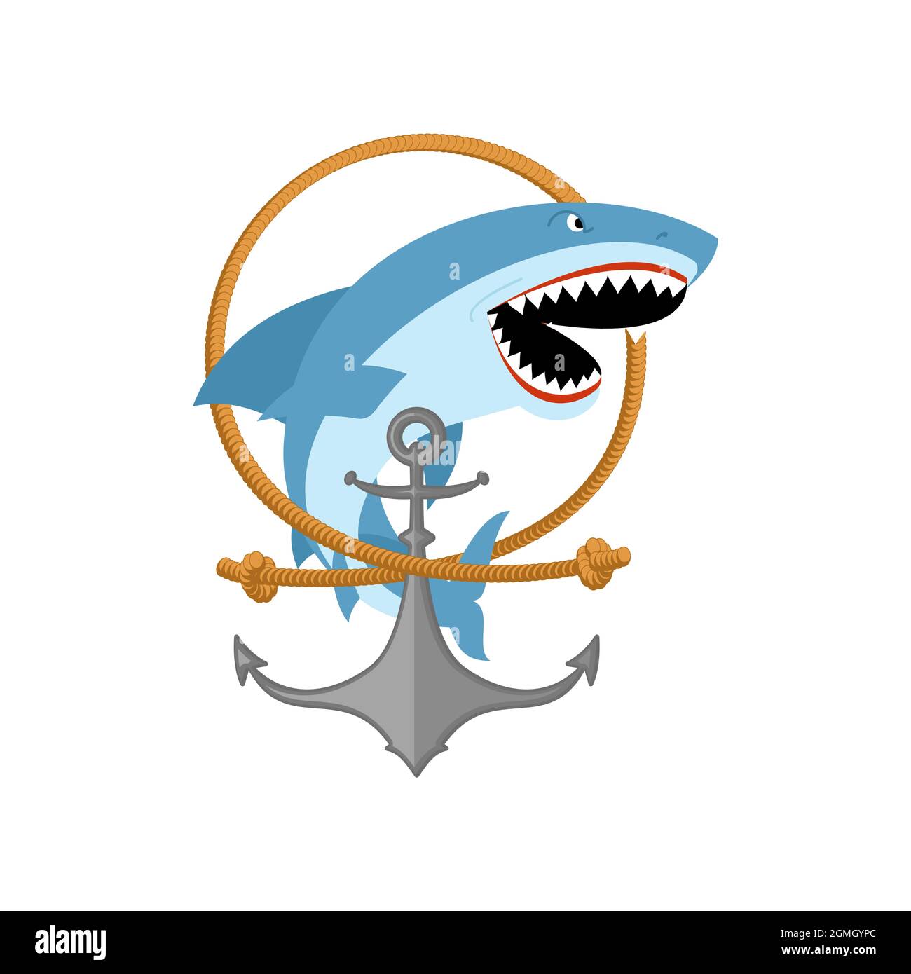 Shark and anchor sign. Nautical symbol vector illustration Stock Vector ...