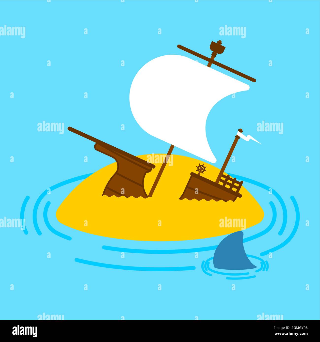 Wooden boat shipwreck ship Stock Vector Images - Alamy