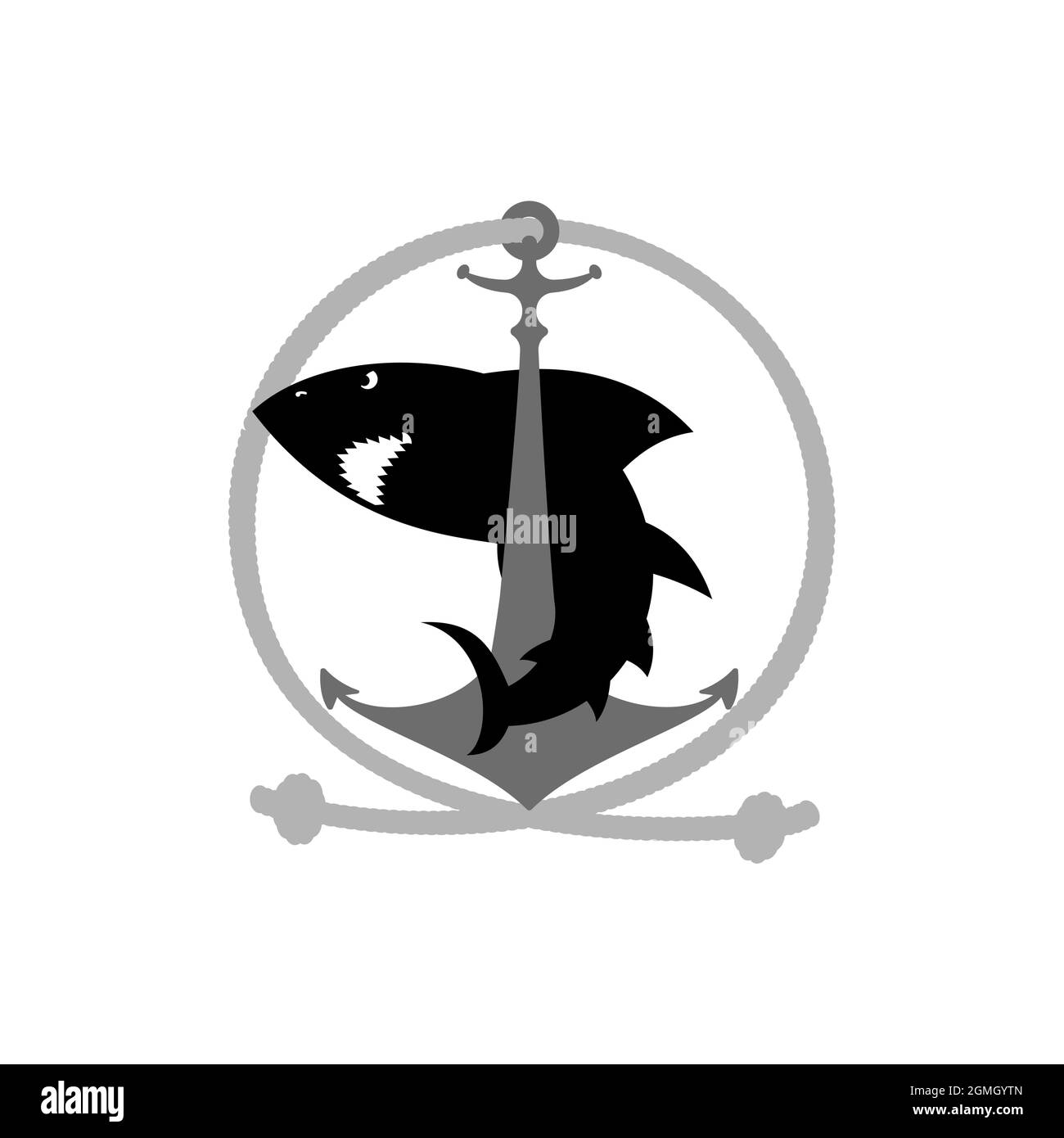 Shark and anchor sign. Nautical symbol vector illustration Stock Vector ...