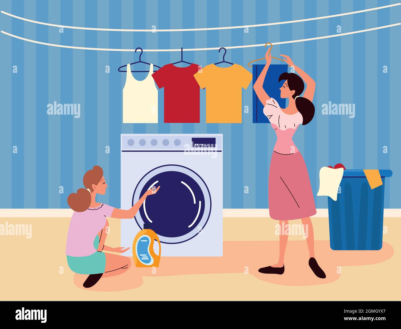 women doing laundry Stock Vector Image & Art - Alamy
