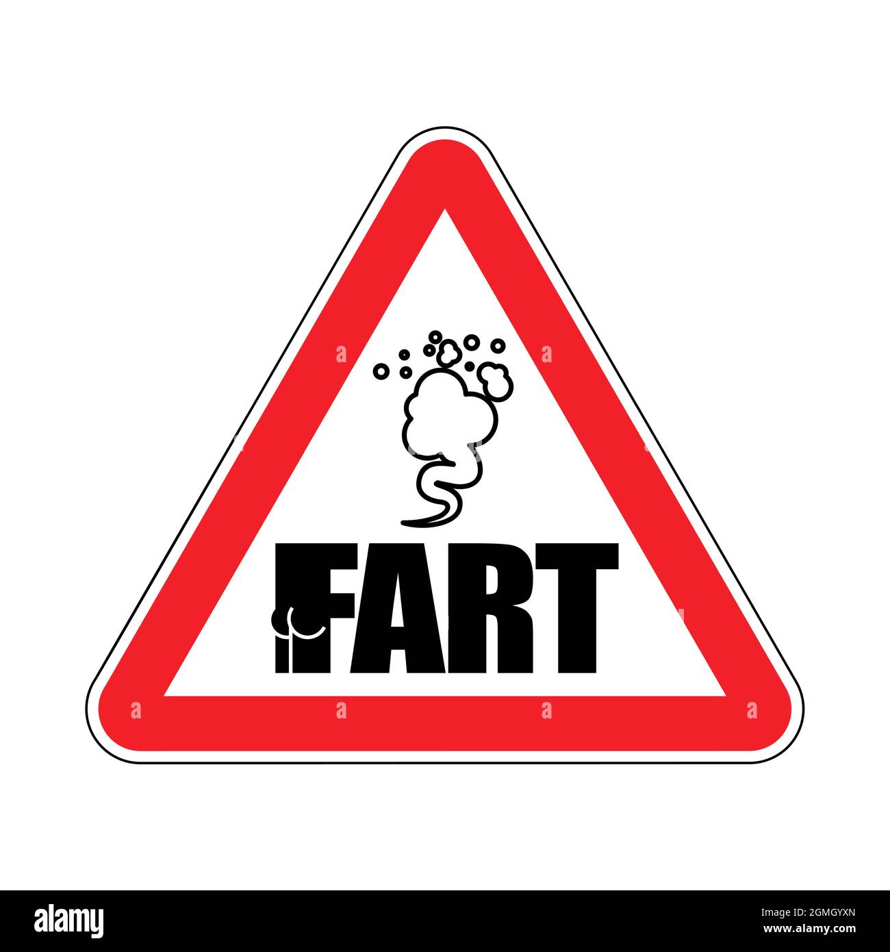 Attention Fart. Caution Farting. Red triangle road sign Stock Vector ...