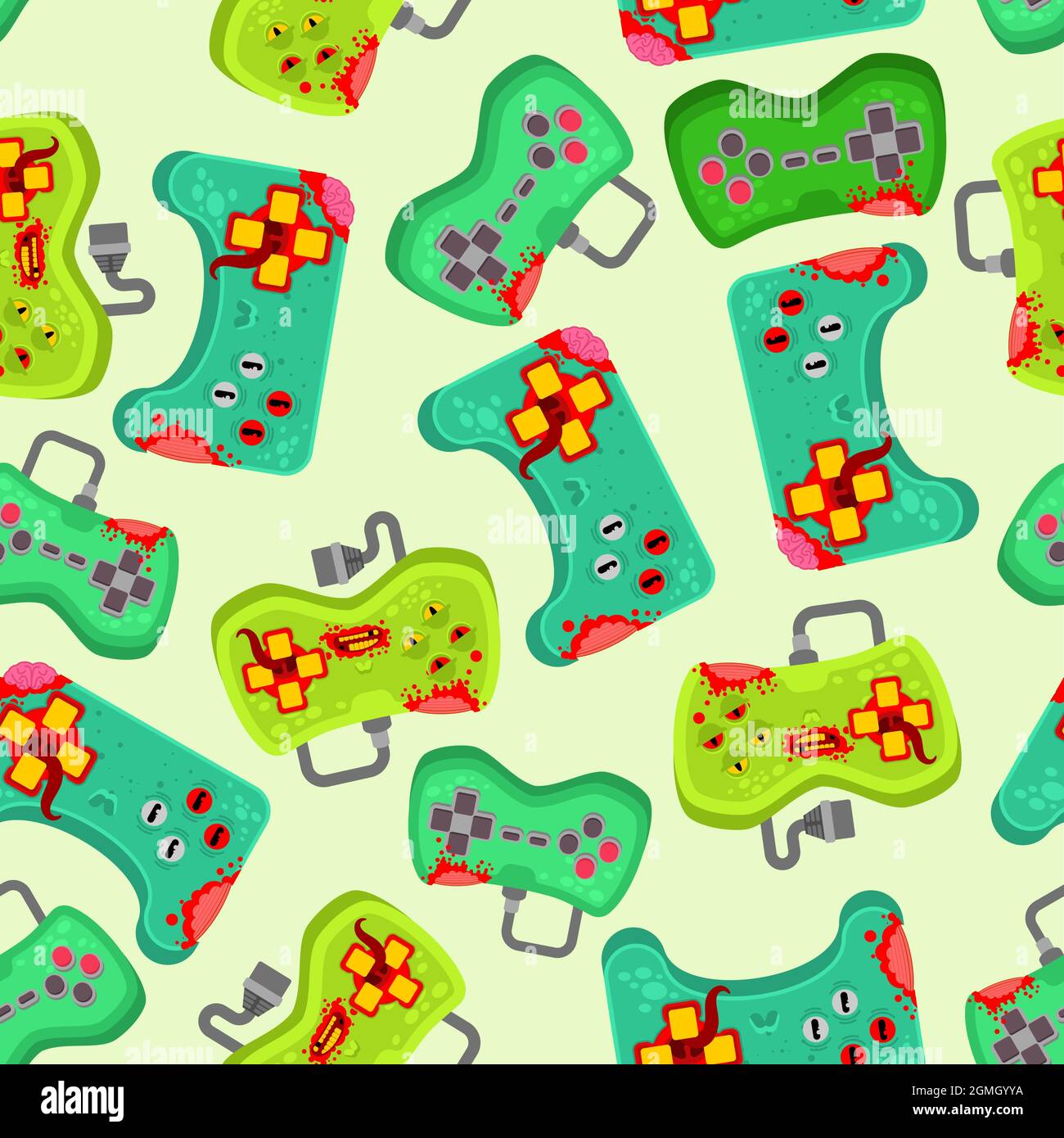 Zombie gamepad pattern seamless. Green monster joystick background. vector texture Stock Vector ...