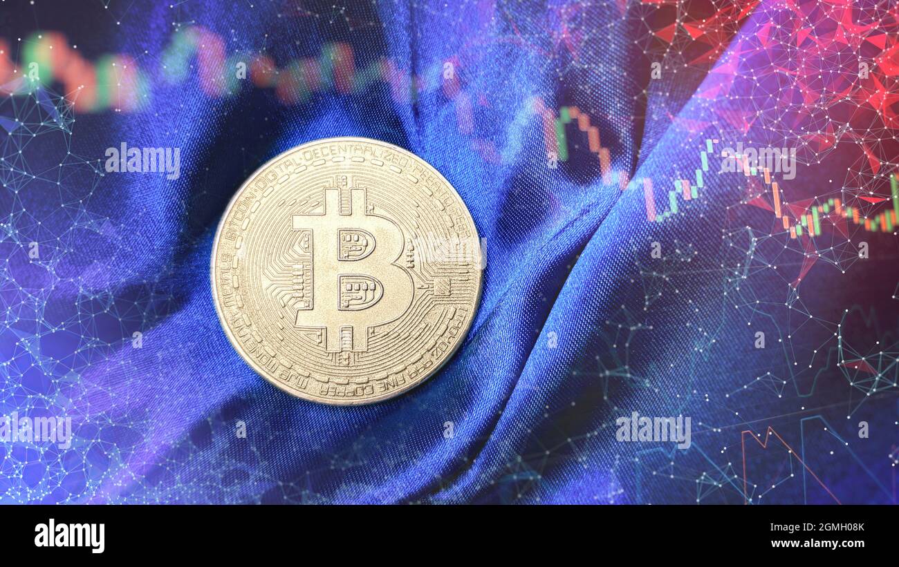 Gold bitcoins with Candle stick graph chart and digital background ...