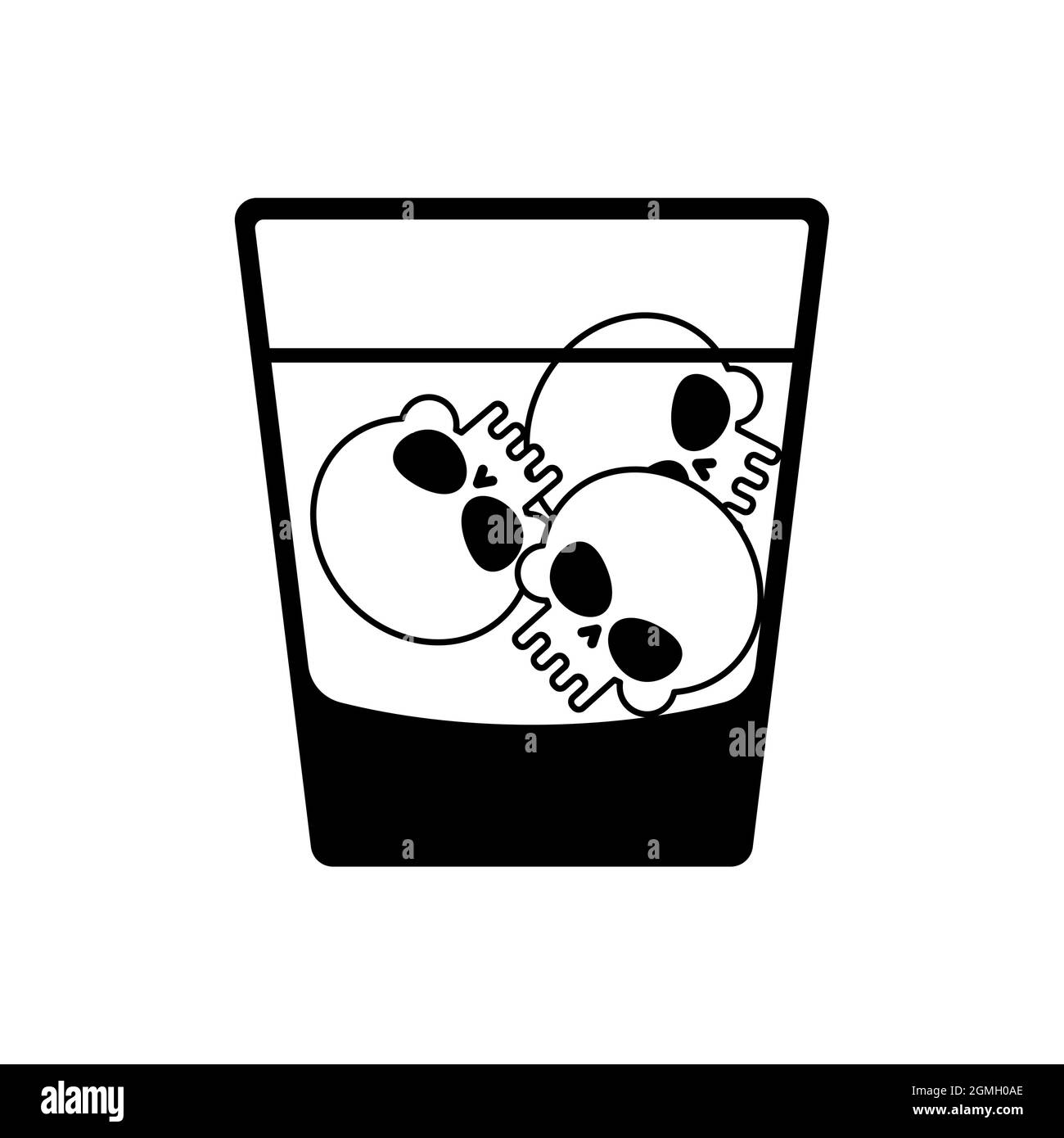 Whiskey in glass with ice in shape of skull. Alcohol poison Stock ...