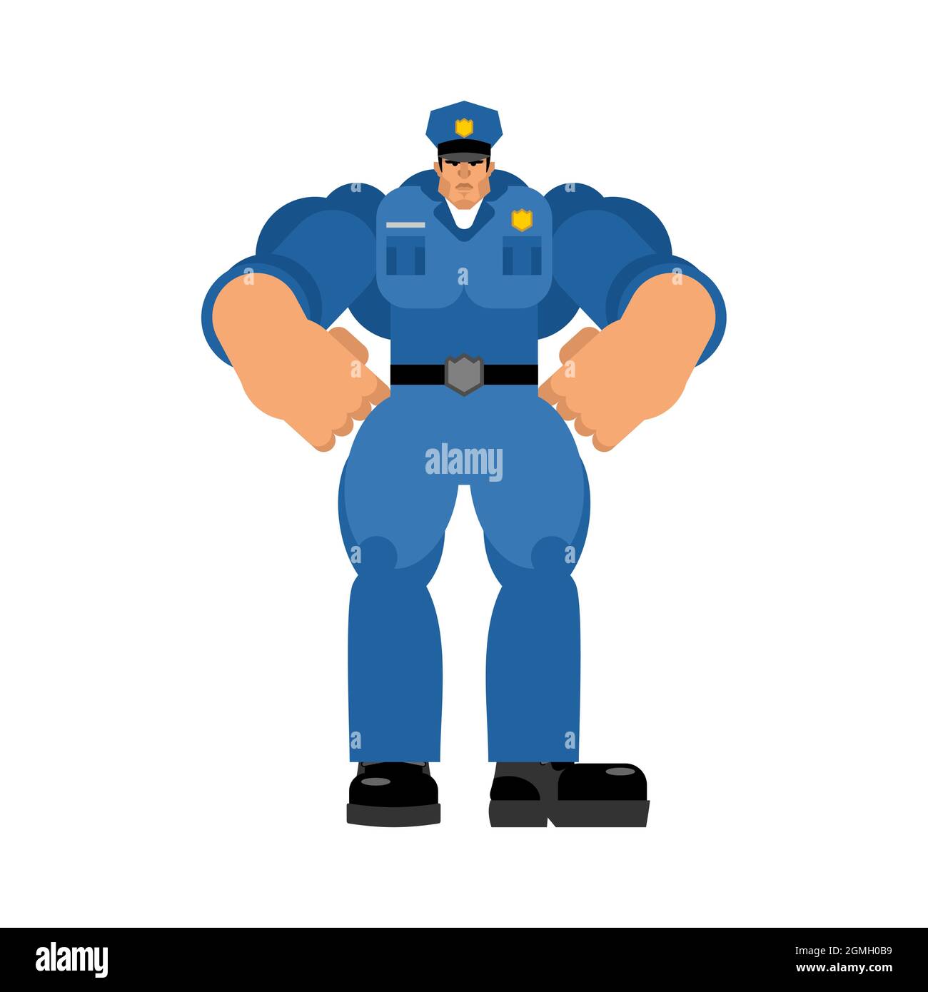 Strong police officer isolated. policeman cop vector illustration Stock ...