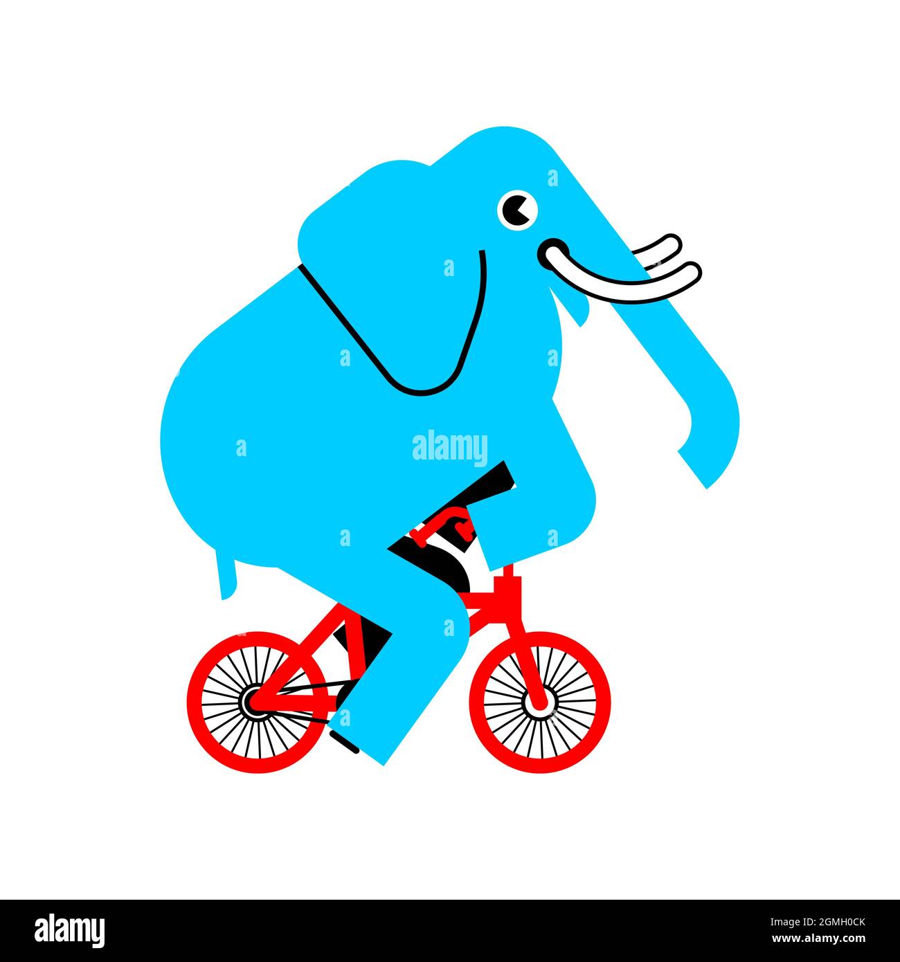 Elephant on bicycle. animal is riding bicycle. Cartoon childrens ...
