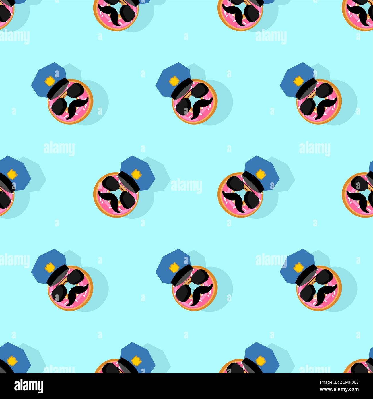 Donut cop pattern seamless. Donut police officer background. vector ...