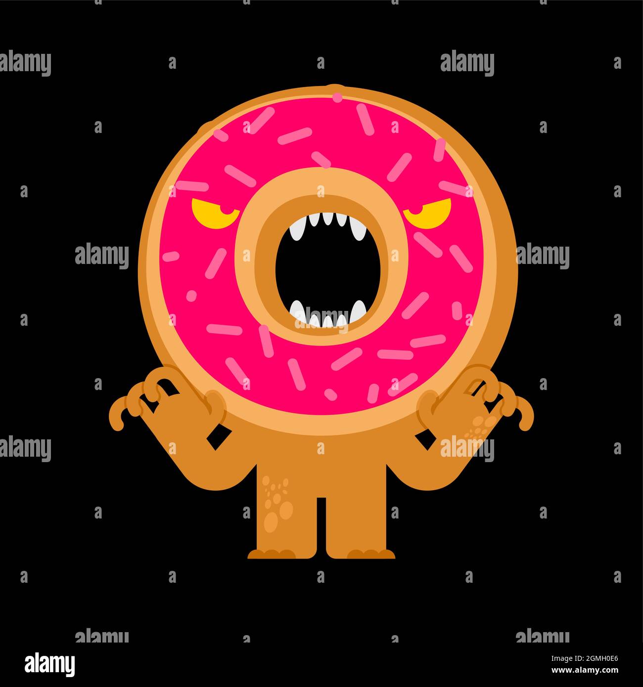 Donut monster isolated. Terrible sweetness. vector illustration Stock ...